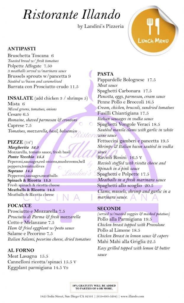 MENUS (OLD PDFS) - San Diego Italian Restaurant in Little Italy